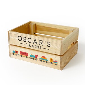 Personalised Wooden Toy Train Storage Crate - Kids Gift - Etsy