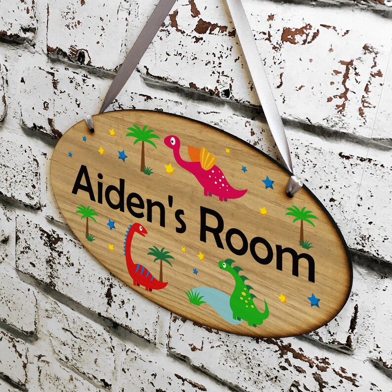 Personalised Kids Dinosaur Theme Bedroom Door Sign - Etsy