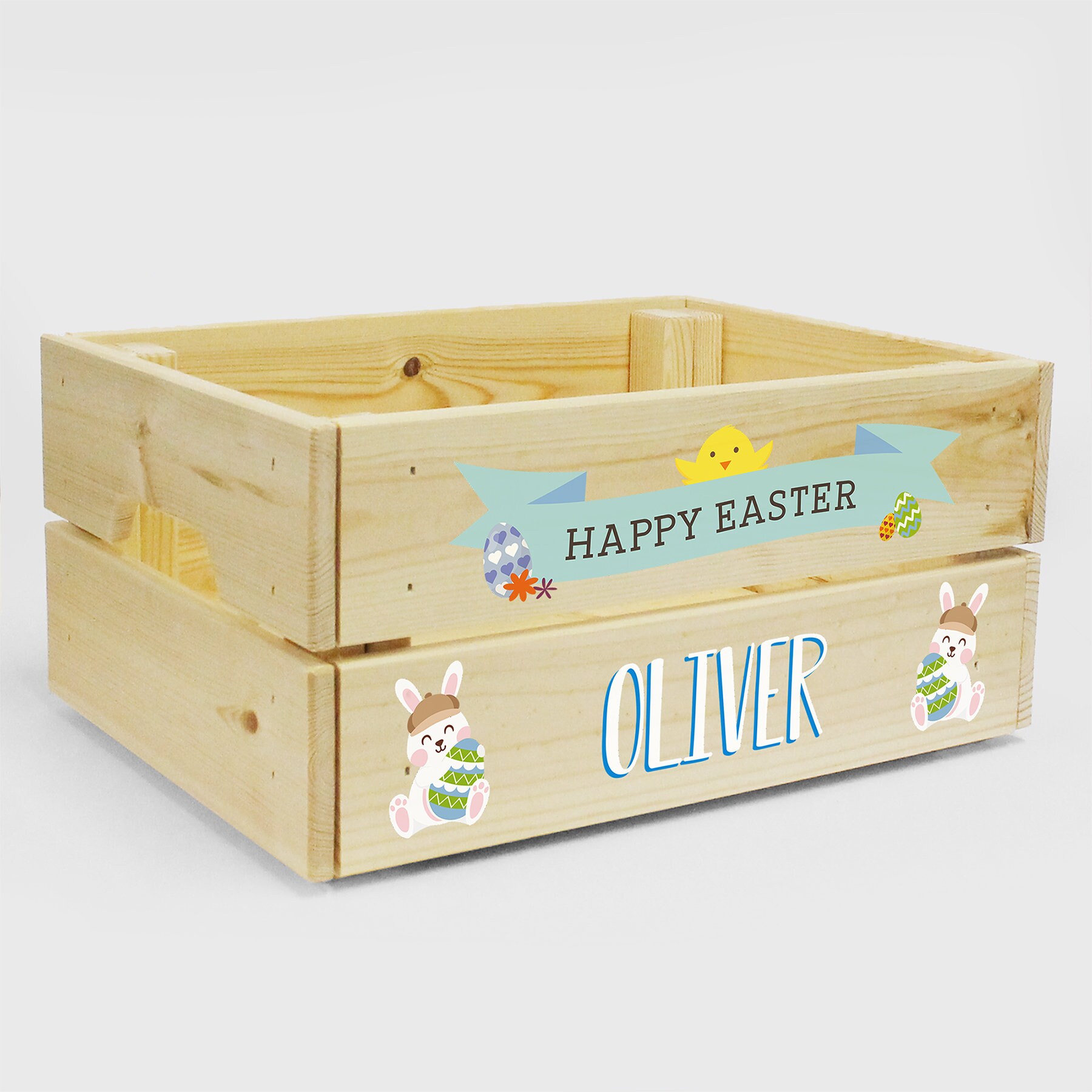 Personalised Easter Bunny Rabbit & Chick Crate Easter Egg - Etsy UK