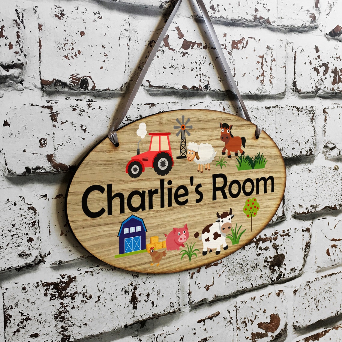 Personalised Kids Farm Animals Theme Bedroom Door Sign | Etsy