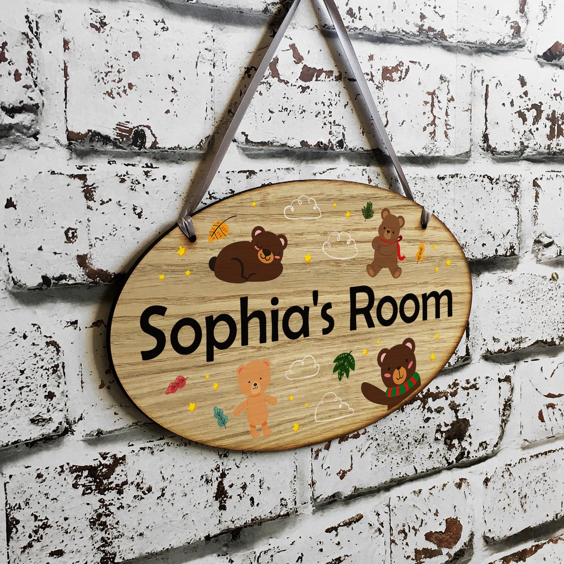 Personalised Kids Teddy Bear Theme Bedroom Door Sign - Etsy