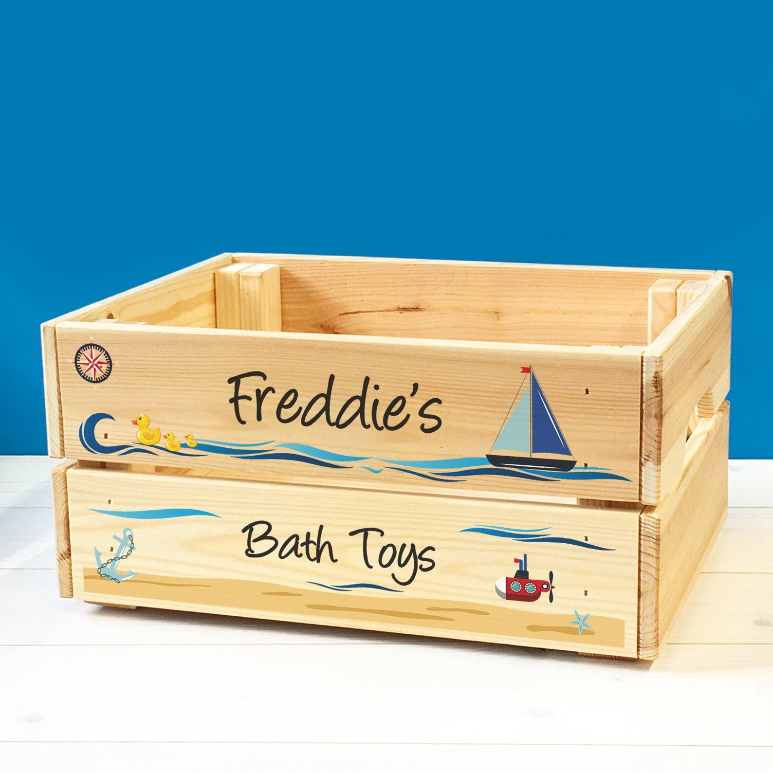 Personalised Children's Bath Toys Wooden Storage Toy Box - Etsy