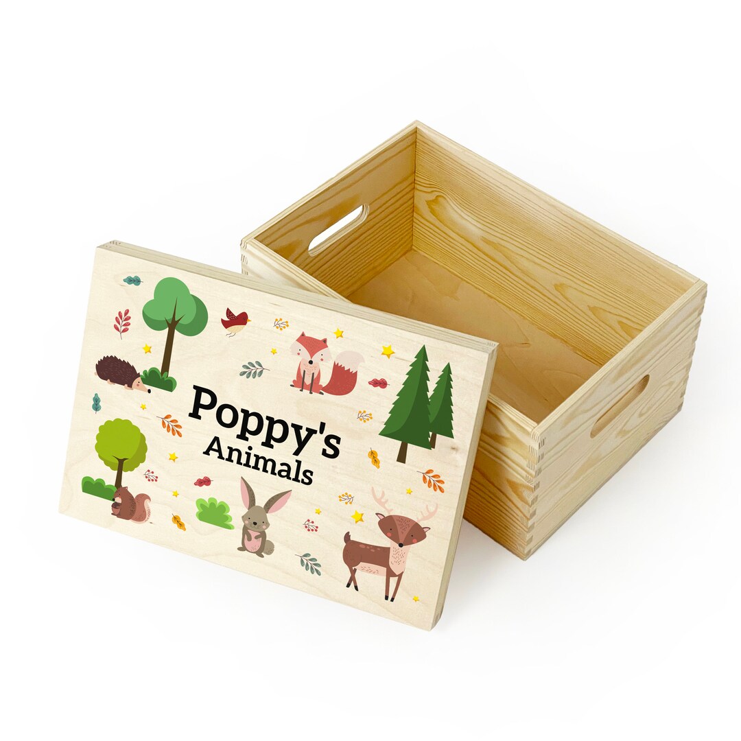 Personalised Woodland Animals Toy Box, Childrens Toy Storage Box ...