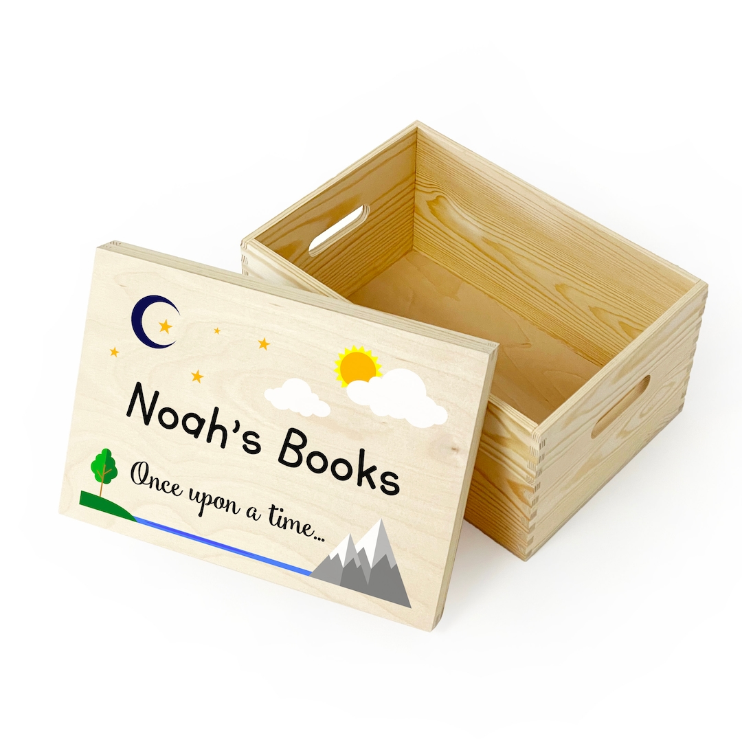 Personalised Wooden Story Book Box for Kids, Bedtime Stories Box for ...