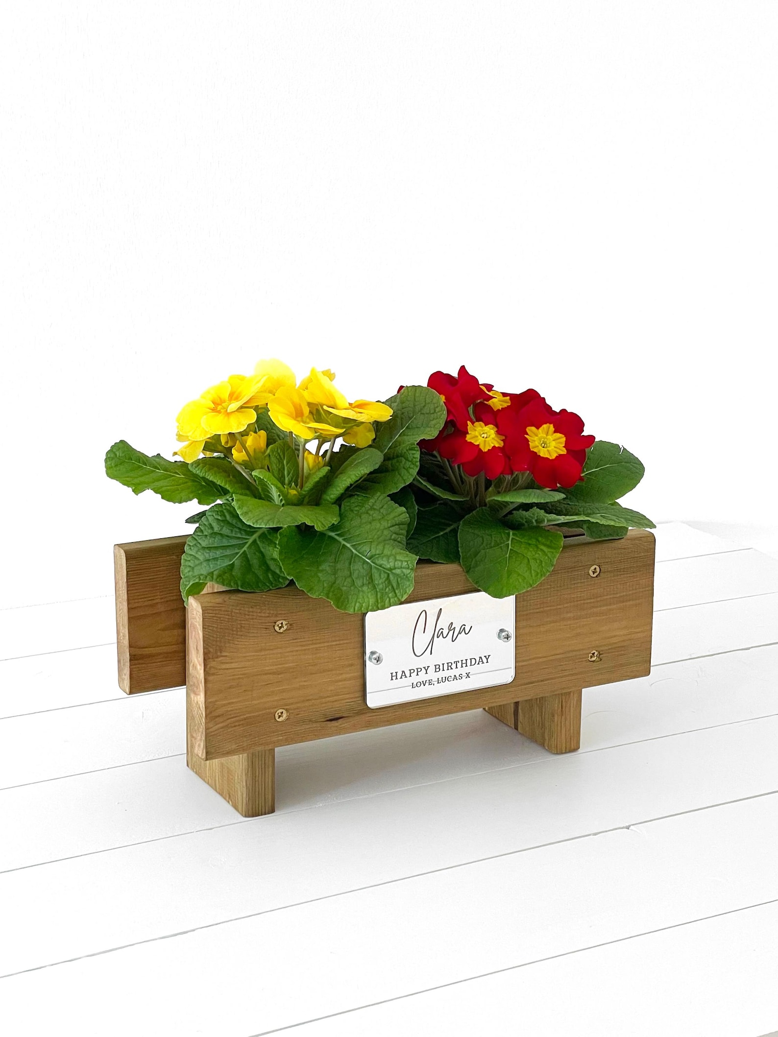 Handmade Wooden Garden Planter Birthday Gift With Personalised Plaque ...