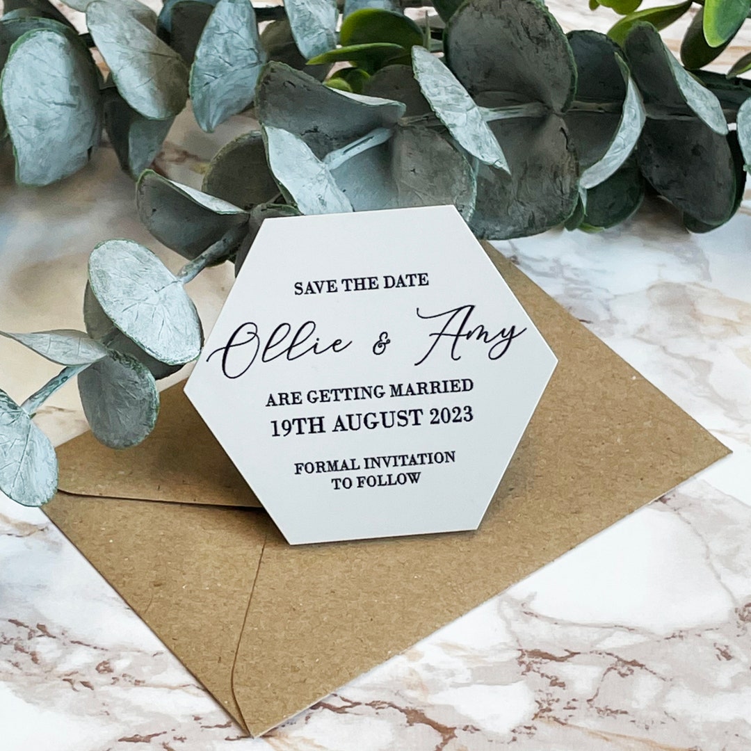 Acrylic Hexagon Save the Date Magnets: Custom Wedding Stationery - Etsy