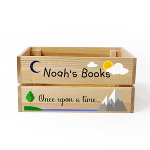 Personalised Wooden Story Book Box for Kids BOY GIRL Childrens Crate ...