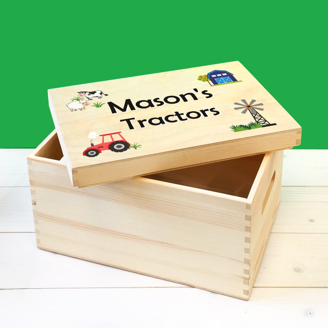 Personalised Farm Tractors Wooden Kids Toy Box Childrens - Etsy