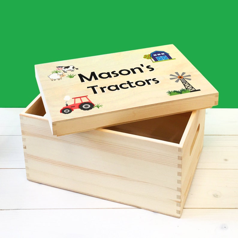 Personalised Farm Tractors Wooden Kids Toy Box Childrens - Etsy