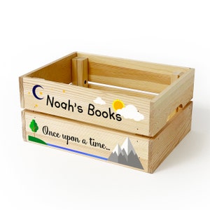 Personalised Wooden Story Book Box for Kids BOY GIRL Childrens Crate ...