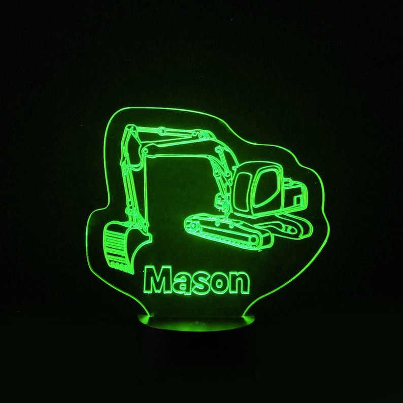 Personalised Digger Excavator Night Light for Children's - Etsy