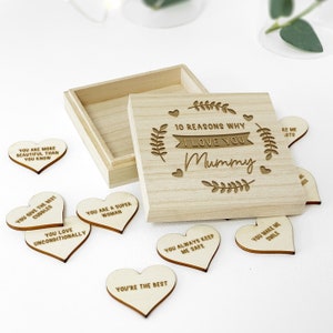10 Reasons Why I Love You Wooden Box and Hearts - Personalised Mother's ...