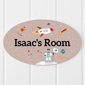 Personalised Kids Astronaut & Space Rocket Theme Bedroom Door Sign ...