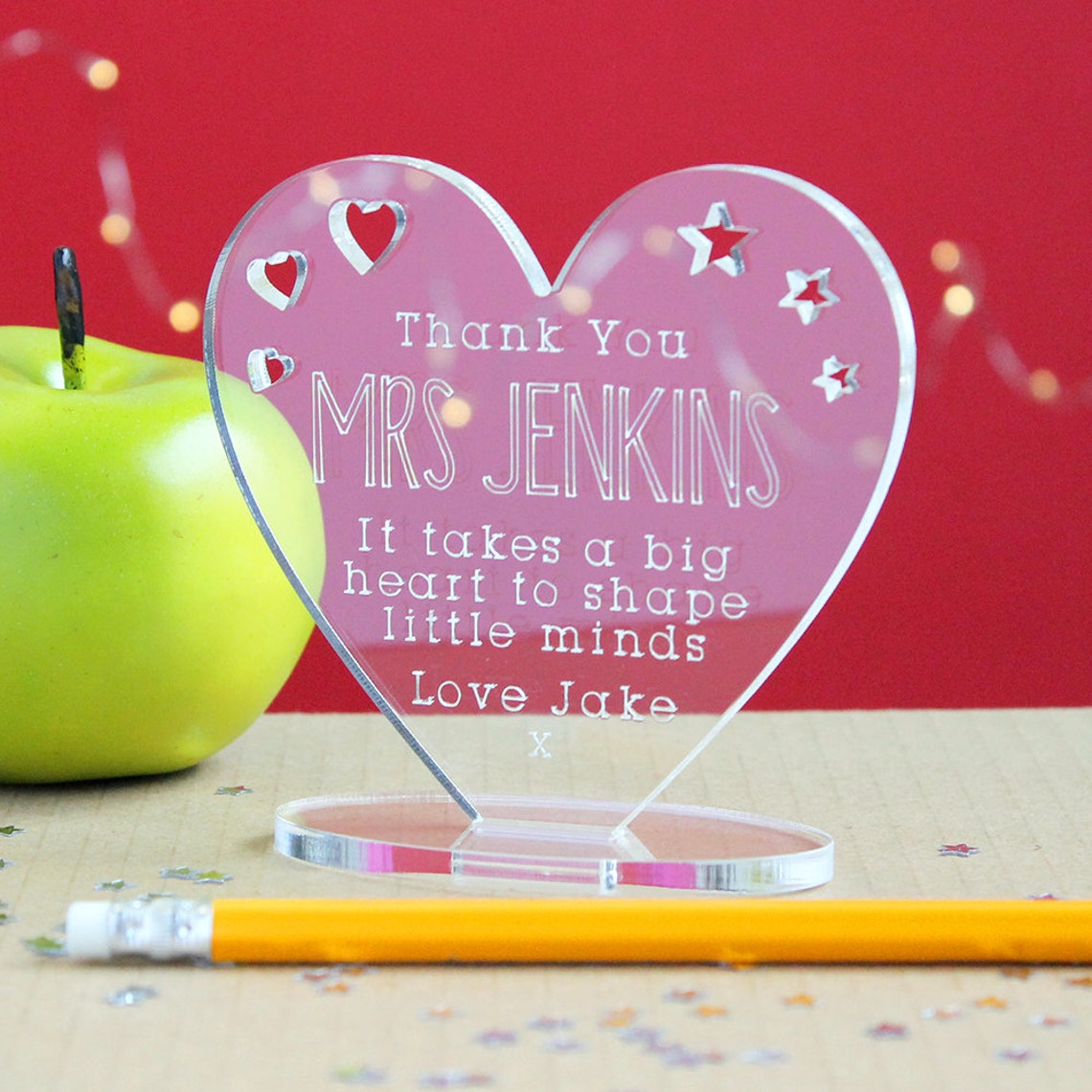 Personalised Thank You Teacher Heart Ornament Gift for - Etsy