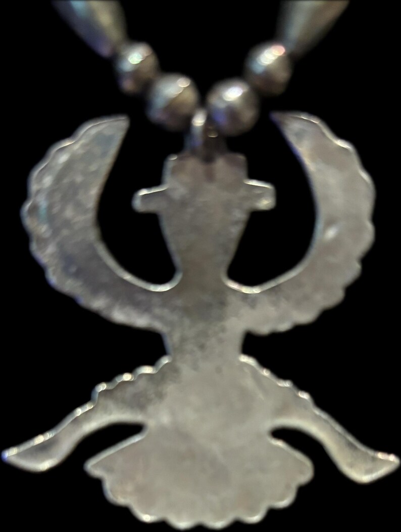 Vintage Native American Sterling and Turquoise Knifewing Pendant ...
