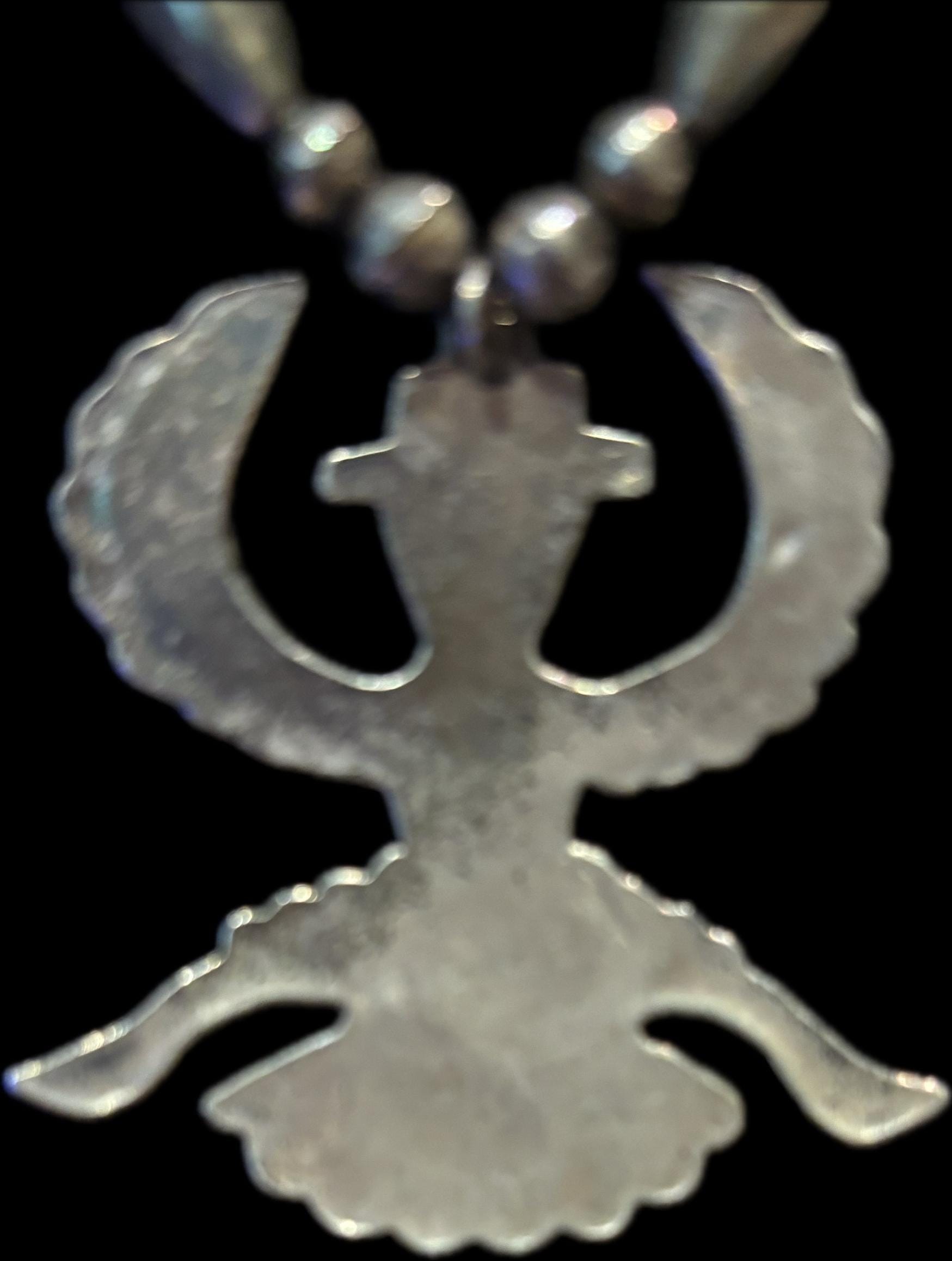 Vintage Native American Sterling and Turquoise Knifewing Pendant ...