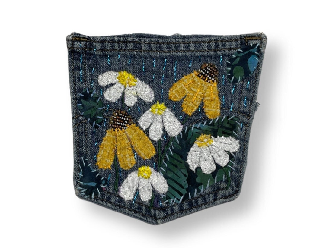 Wild Flowers Denim Patch. Hippie Floral Denin Pocket. Vintage ...