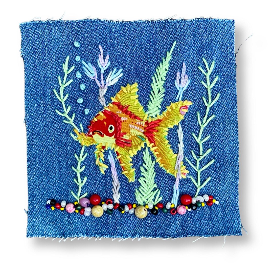 Goldfish Patch, Embroidered Fancy Fish Applique. Unique Handmade ...