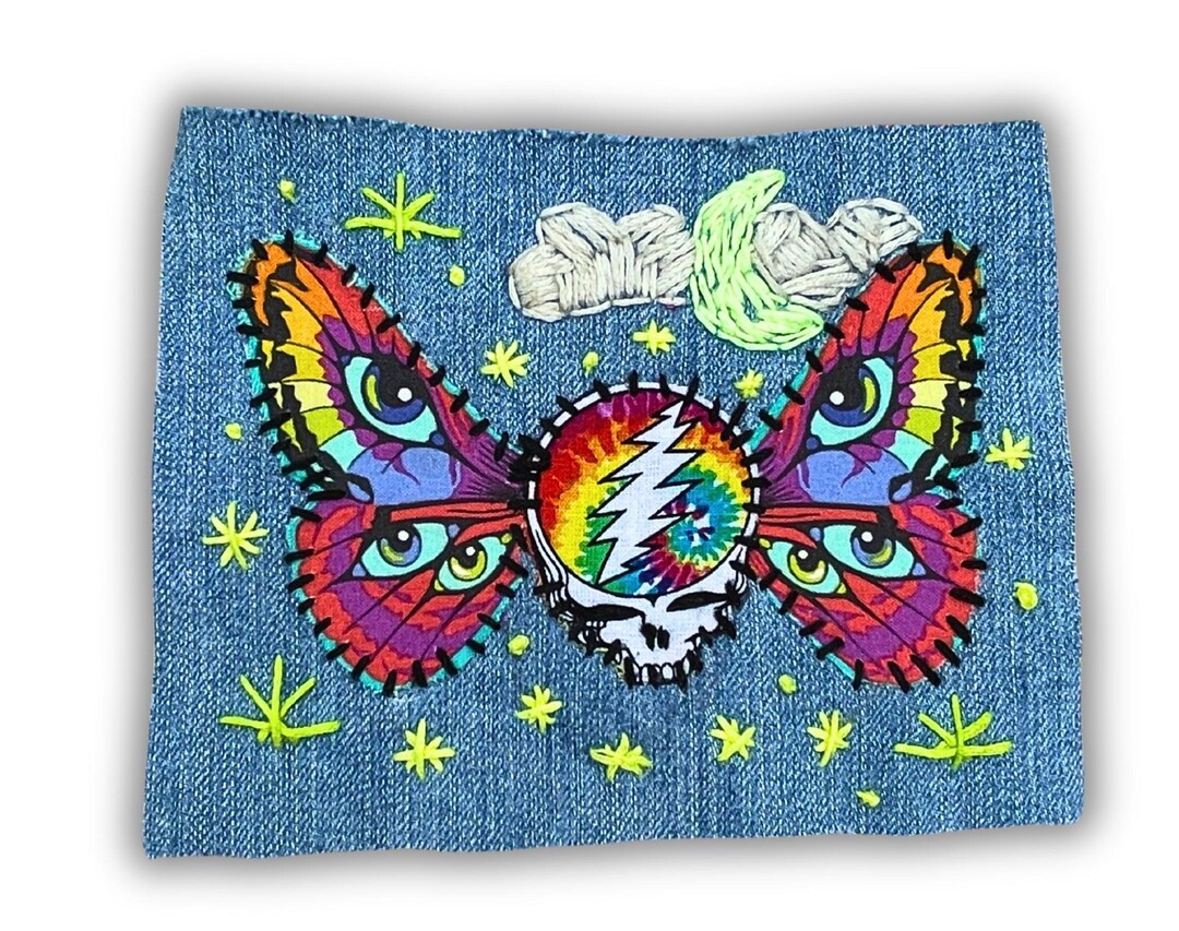 Butterfly Skull Grateful Dead Patch – Hand-embroidered Stealie Applique ...