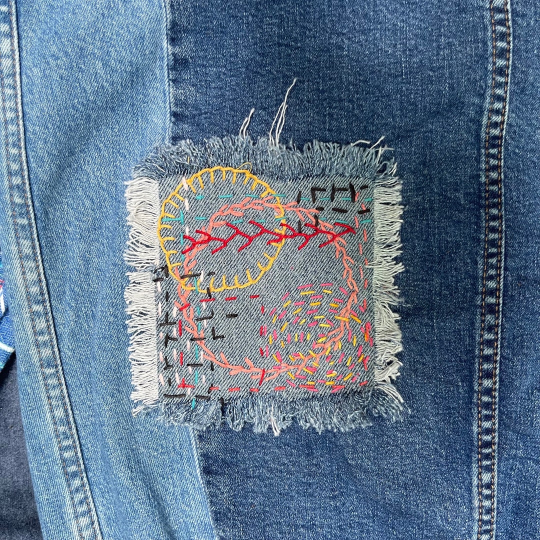 Embroidered Abstract Denim Clothes Patch Hippy Retro Look. Unique Boho ...