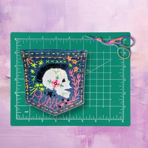 Embroidered Punk Rock Patch Mohawk Skull Pocket Custom Sew on Patches ...