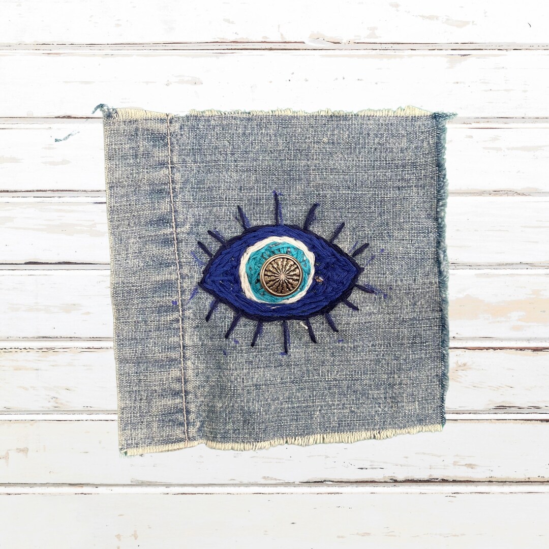 Evil Eye Denim Patch. Hand Embroidery, Hippie Patch. Patchwork for Jean ...