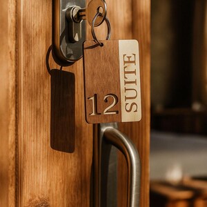 Wood Hotel Keychain – Personalized Suite Door Key Tag With Room Number ...