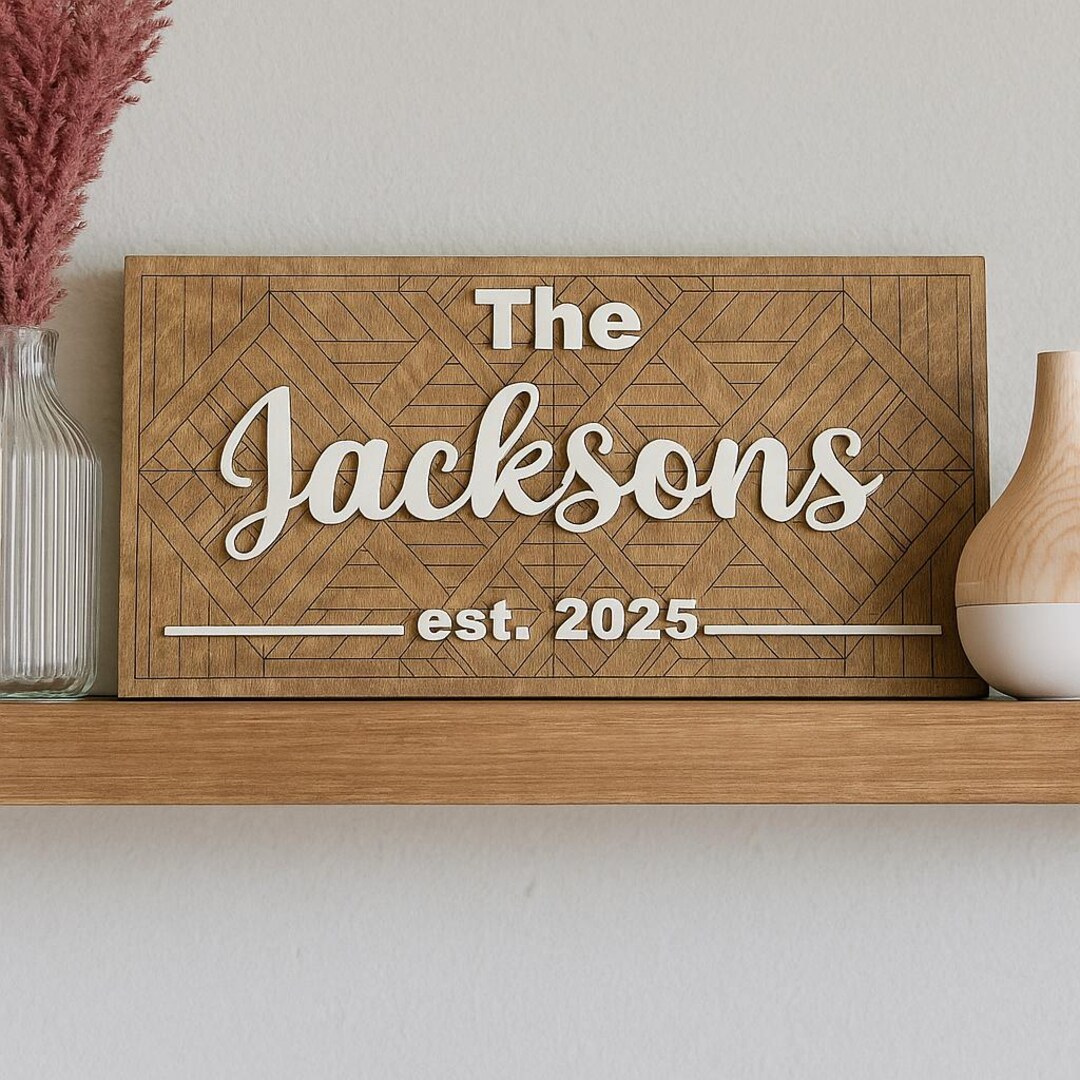 Personalized Family Name Sign | Custom Wooden Last Name Plaque for ...