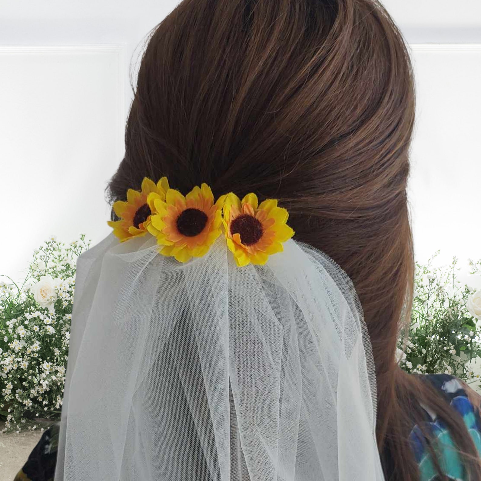 Sunflower Bachelorette Veil: Rustic Bridal Shower Party Accessory - Etsy
