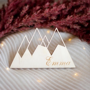 Rustic Wood Name Tags for Mountain Weddings - Personalized Place Cards ...