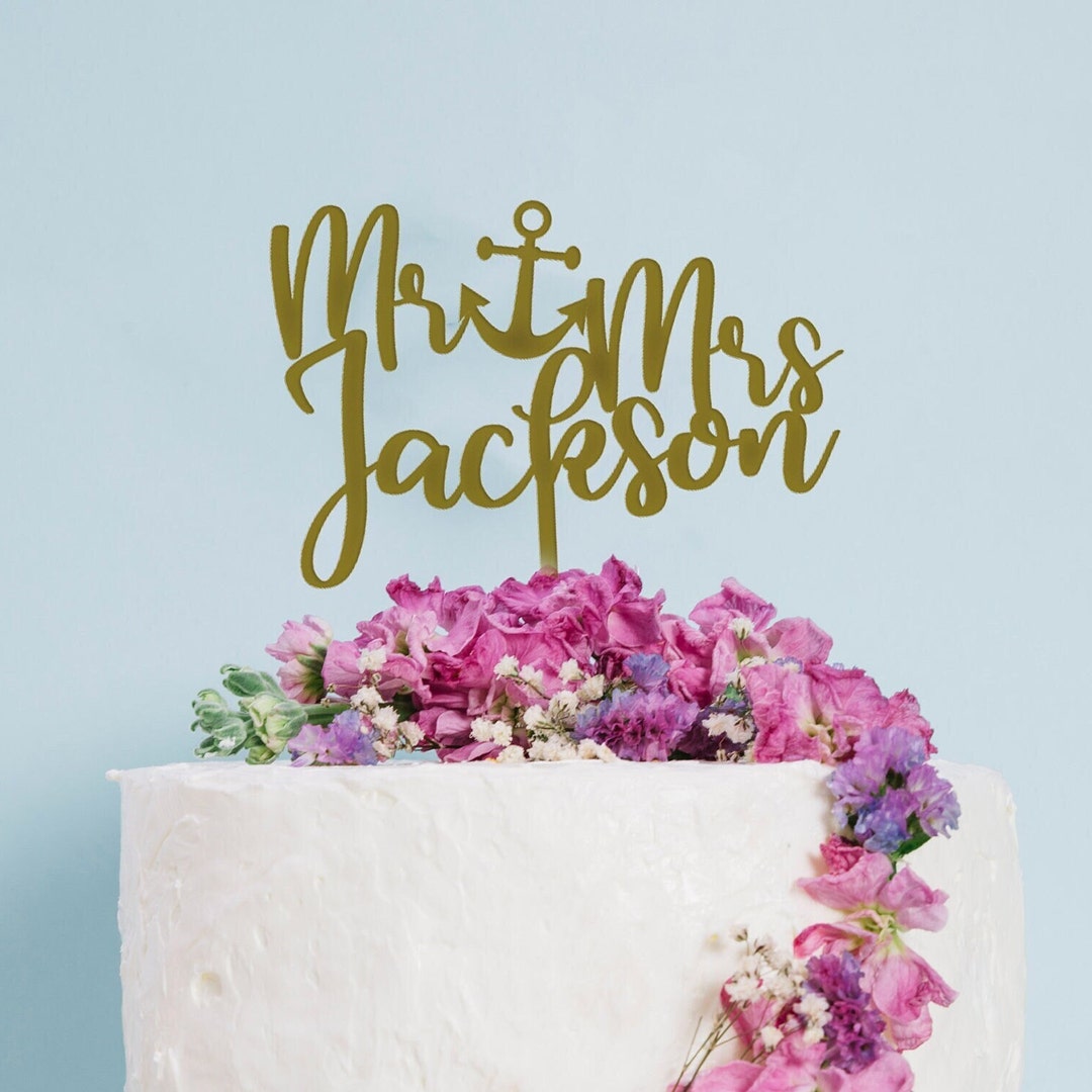 Anchor Cake Topper Beach Wedding Topper Nautical Wedding - Etsy