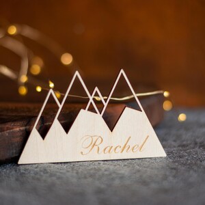Rustic Wood Name Tags for Mountain Weddings - Personalized Place Cards ...