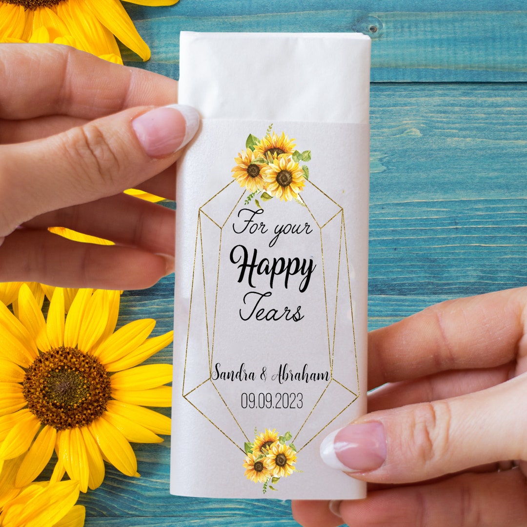Personalized Sunflower Wedding Tissues: Happy Tears Favors - Etsy