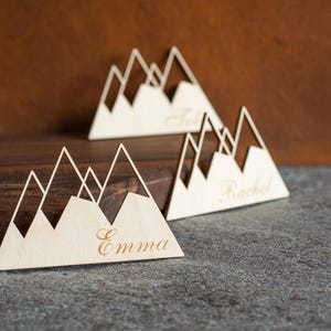 Rustic Wood Name Tags for Mountain Weddings - Personalized Place Cards ...