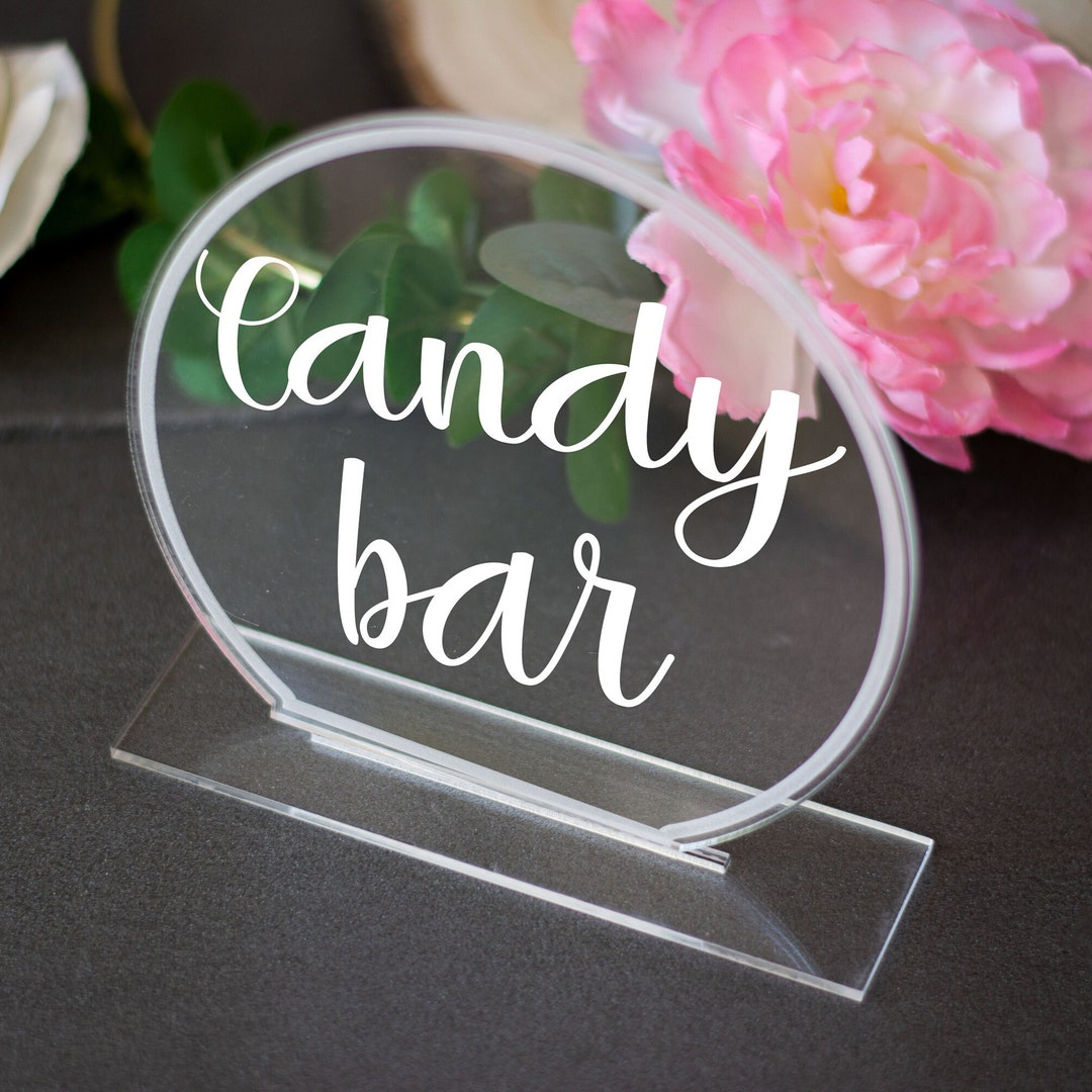 Laser Engraved Acrylic Candy Bar Sign: Round Wedding Decor - Etsy
