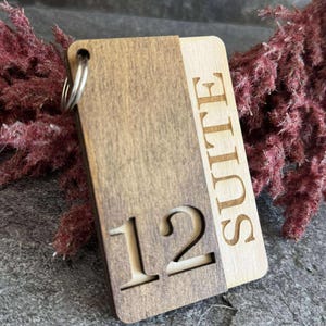 Wood Hotel Keychain – Personalized Suite Door Key Tag With Room Number ...