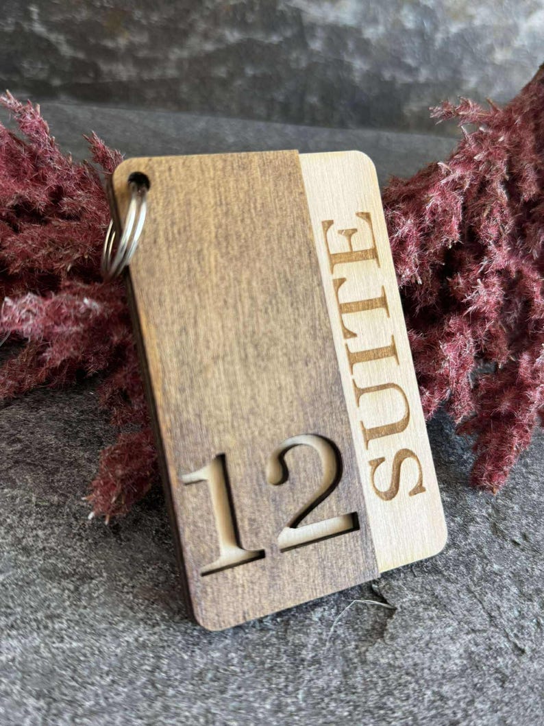 Wood Hotel Keychain – Personalized Suite Door Key Tag With Room Number ...