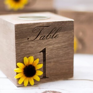 Sunflower Wedding Table Numbers, Sunflower Table Number Stand ...
