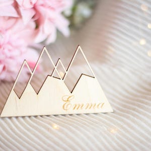 Rustic Wood Name Tags for Mountain Weddings - Personalized Place Cards ...