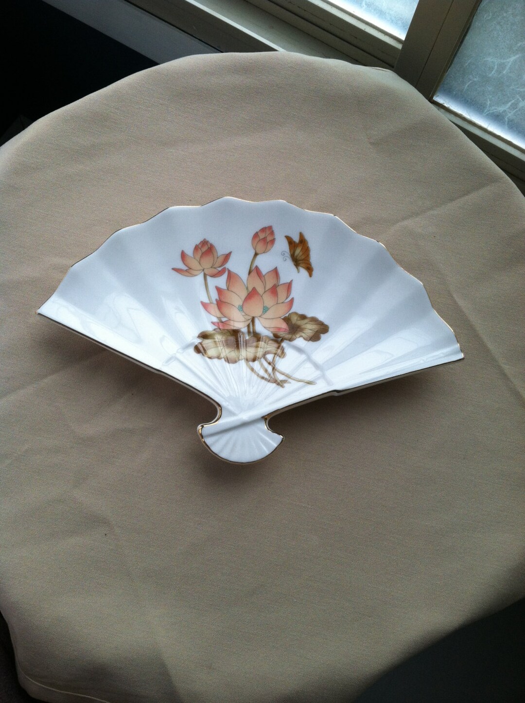 Vintage Porcelain Fan Shaped Dish - Etsy