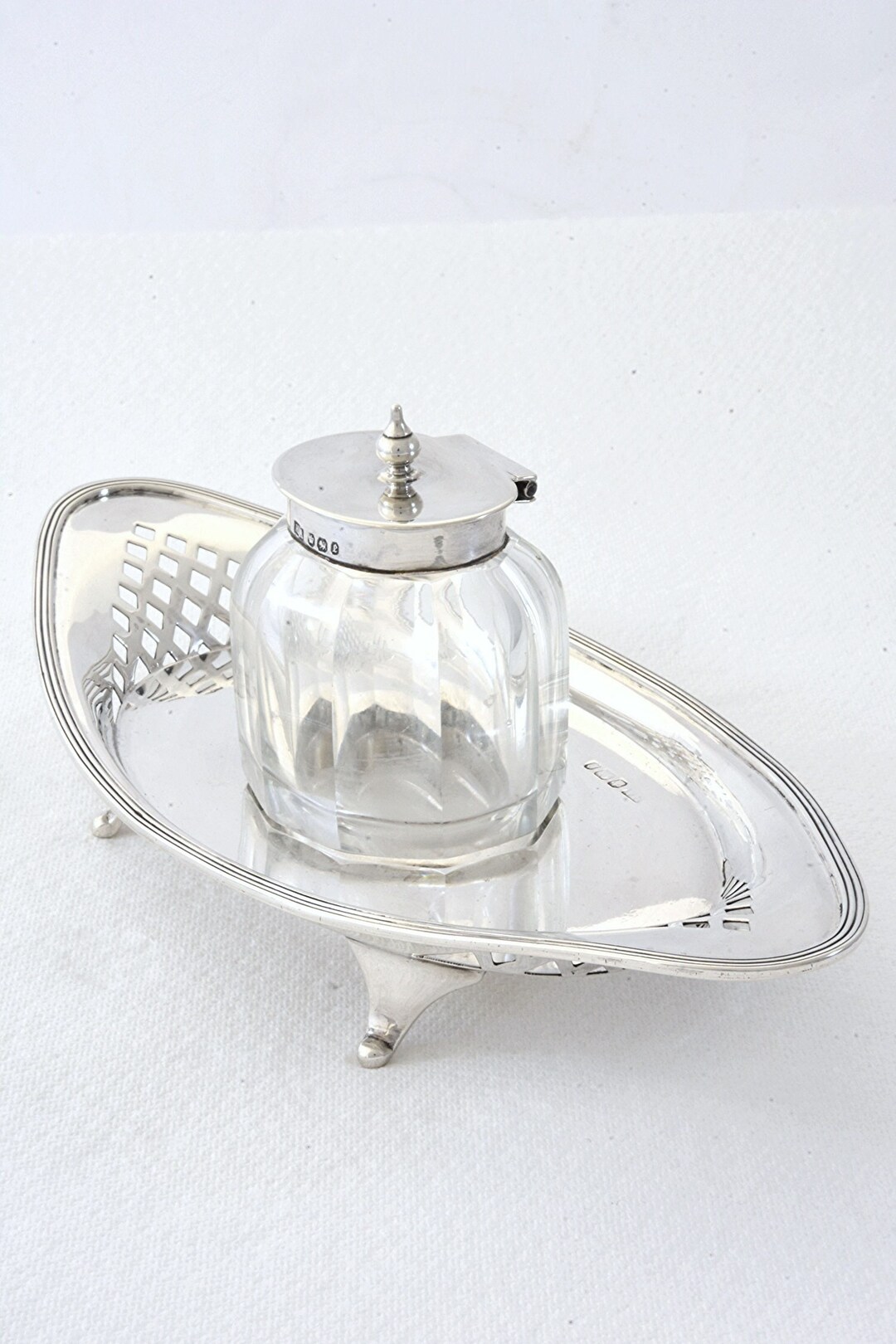 Victorian Silver Inkwell & Stand 1897 - Etsy