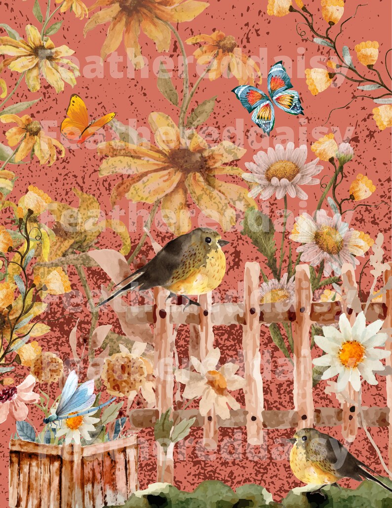 Nature Inspired Digital Paper Pack, Butterfly, Bird, Floral (digital ...