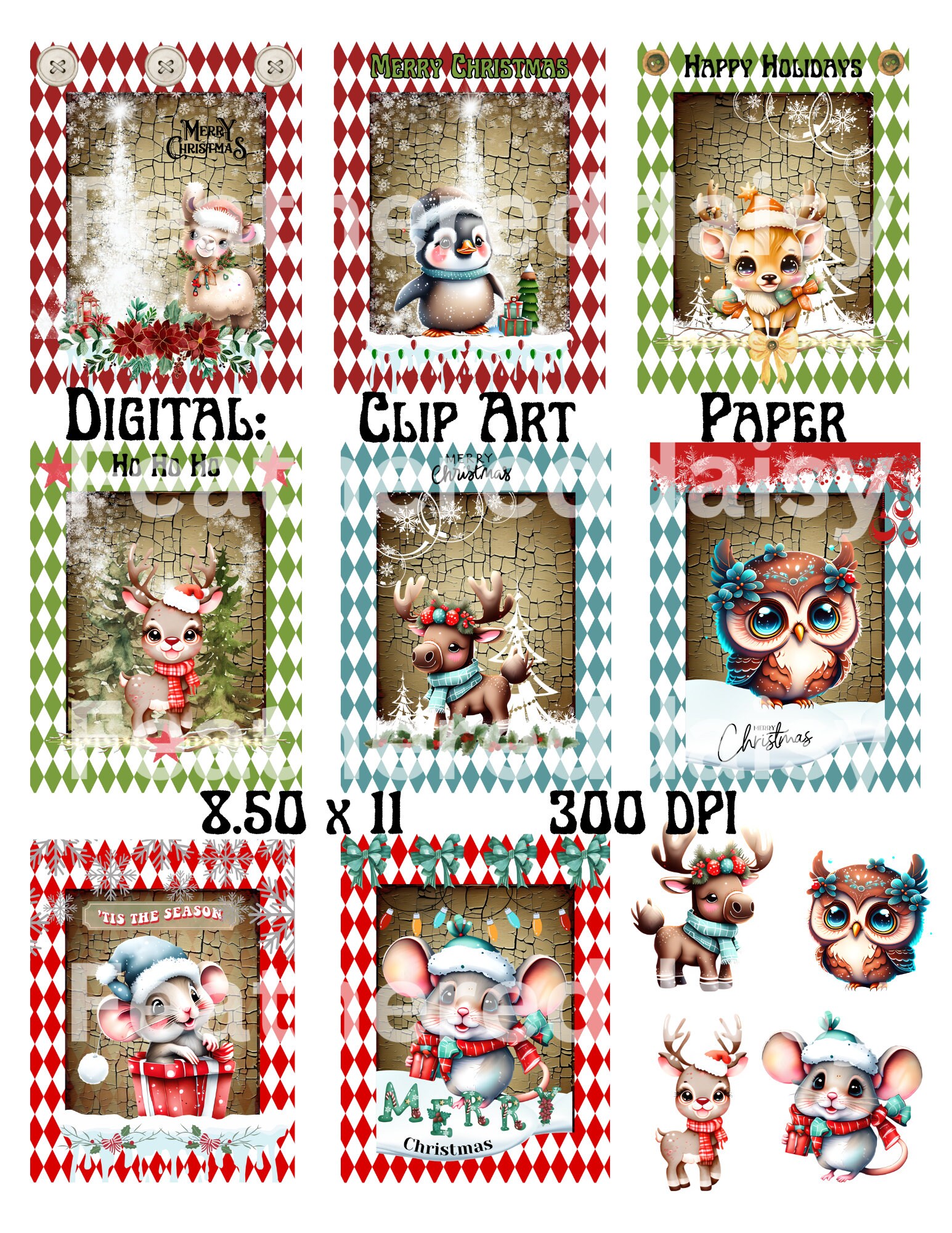 Digital Clip Art Digital Christmas Paper Bright Christmas - Etsy