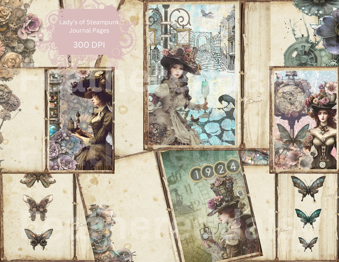 Steampunk Journal Pages, Vintage Steampunk Women, - Etsy