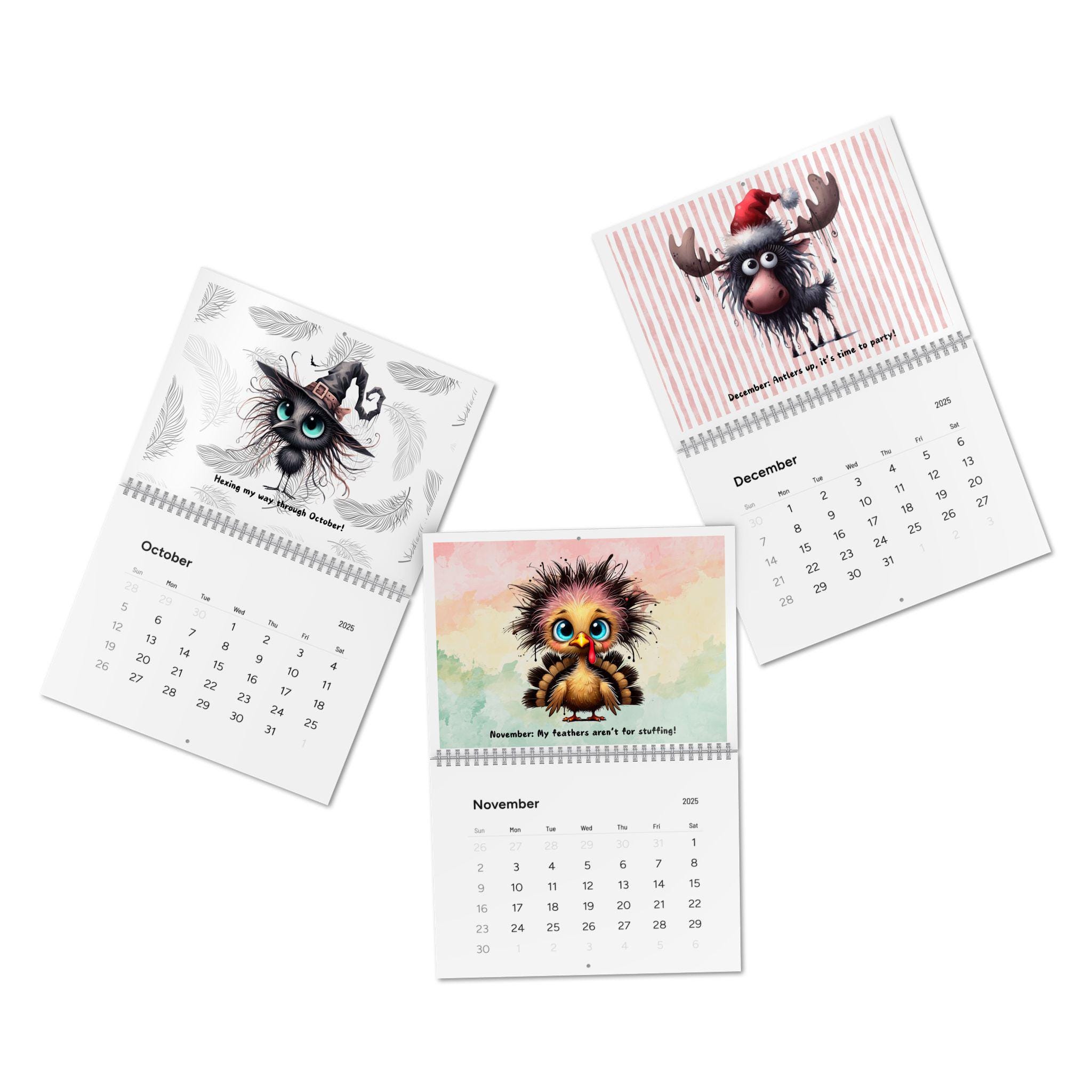 2025 Funny Whimsical Wall Calendar, Cute Yearly Planner, Unique Office ...