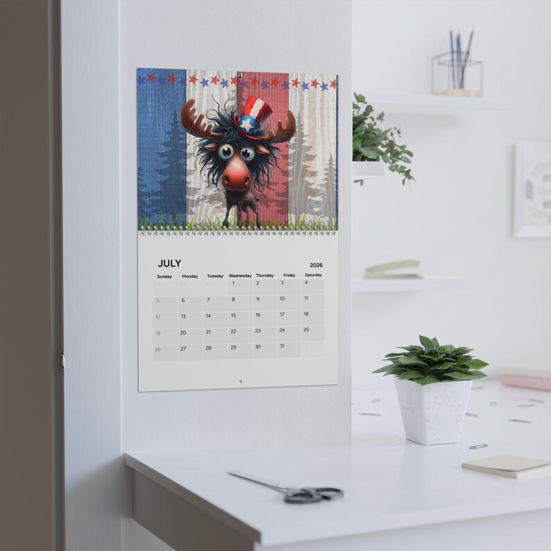 2026 Quirky Moose Watercolor Calendar, Whimsical Animal Art - Etsy