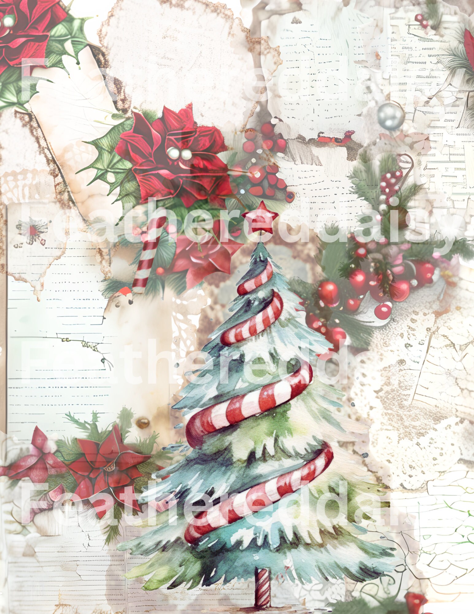Digital Christmas Paper, Vintage Christmas, Christmas Village ...