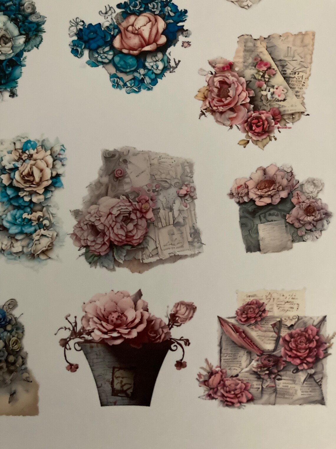 Shabby Chic Stickers, Vintage Stickers, Cottage Stickers, Rose Stickers ...