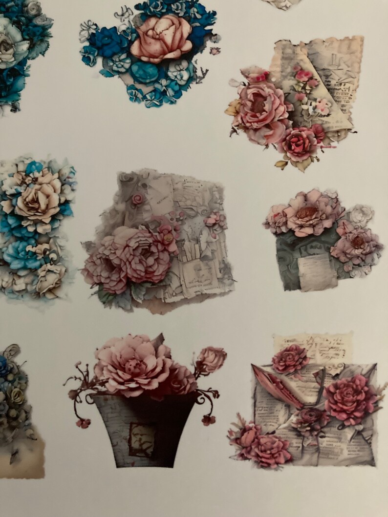 Shabby Chic Stickers, Vintage Stickers, Cottage Stickers, Rose Stickers ...