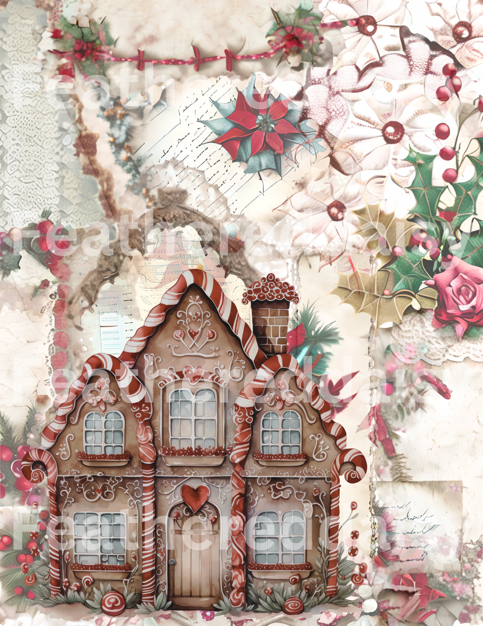 Digital Christmas Paper, Vintage Christmas, Christmas Village ...